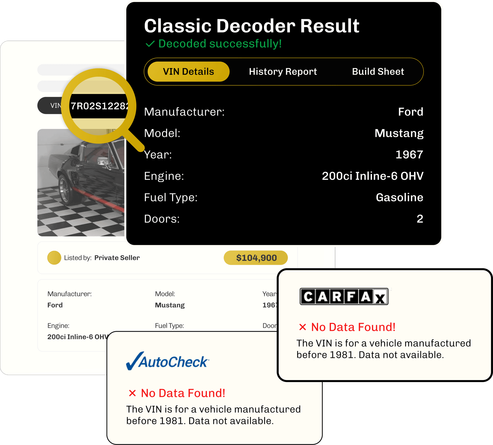Classic Decoder - VIN Lookup, Vehicle History & Build Sheet