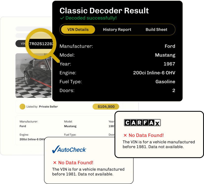 Classic Decoder - VIN Lookup, Vehicle History & Build Sheet
